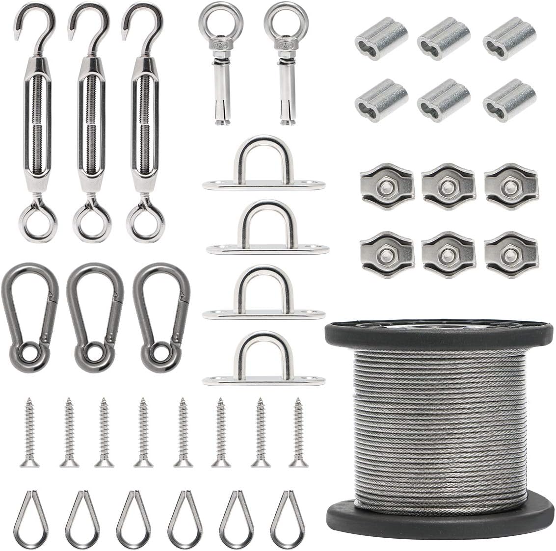 Outdoor Light Hanging Kit with 164ft Stainless Steel Cable and ...