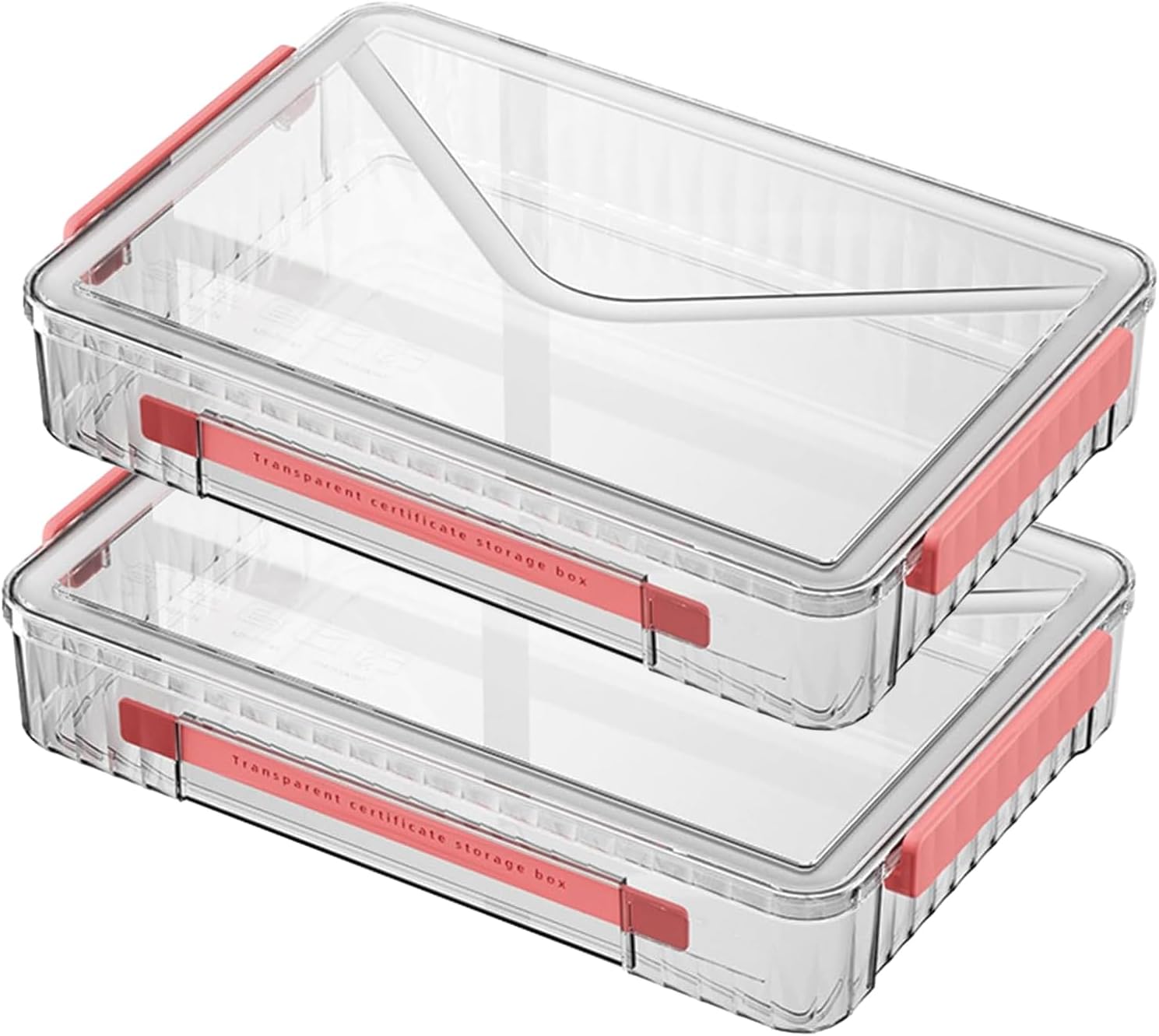 Amazon.com: RHONZHAO 2 Pack Clear Plastic File Storage Boxes with ...