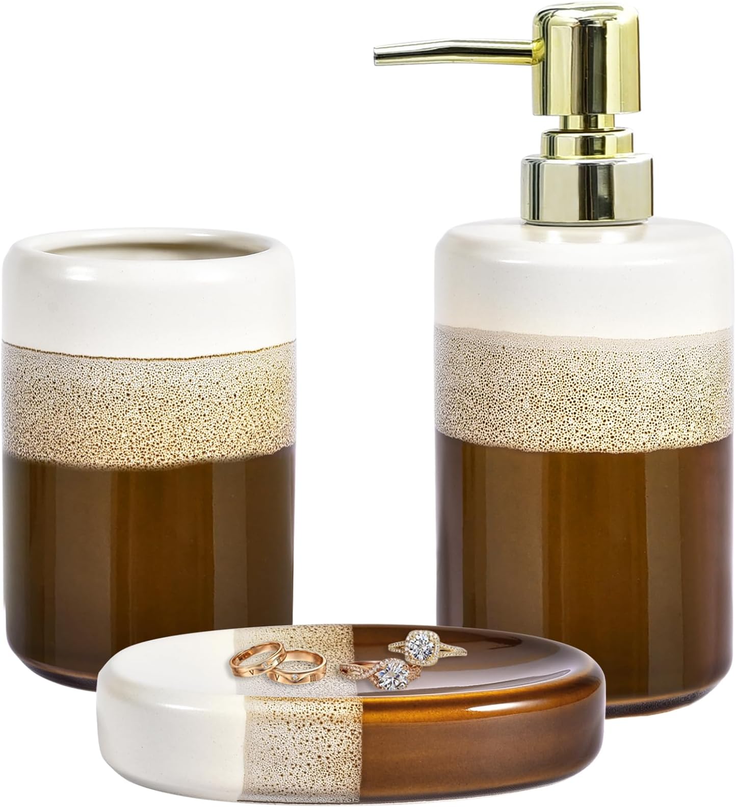 Amazon.com: Luxury 3-Piece Bathroom Accessory Set Natural Reactive ...