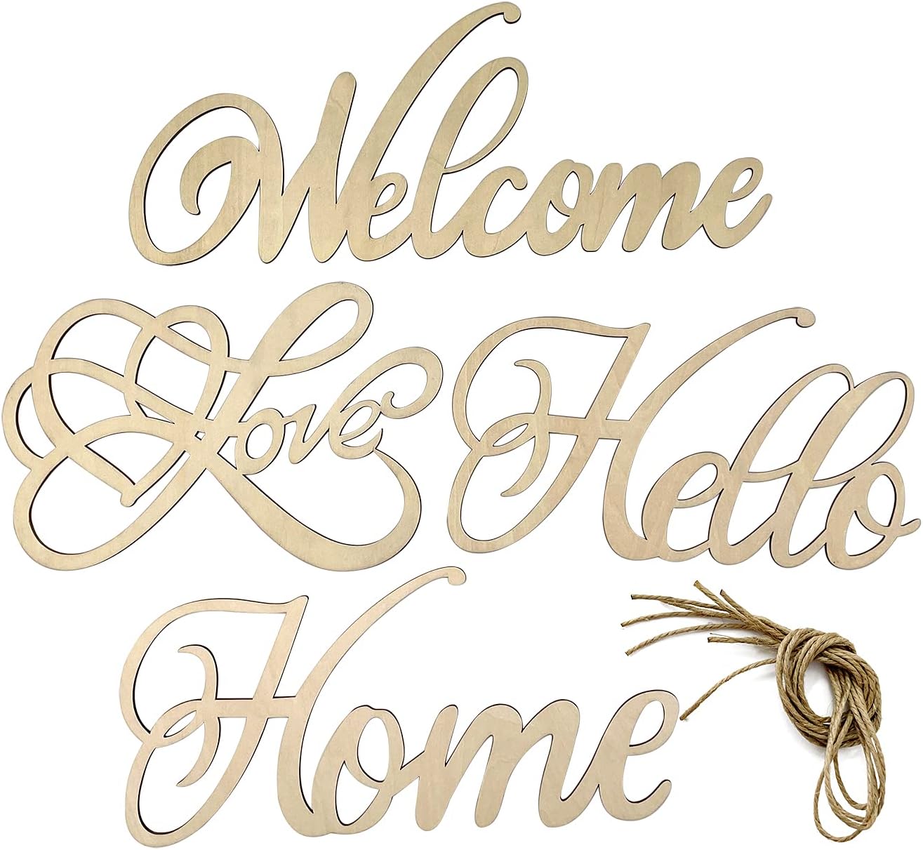 Amazon.com: 2pcs Hello Wood Signs Cutouts Wooden Letter Signs DIY Block ...