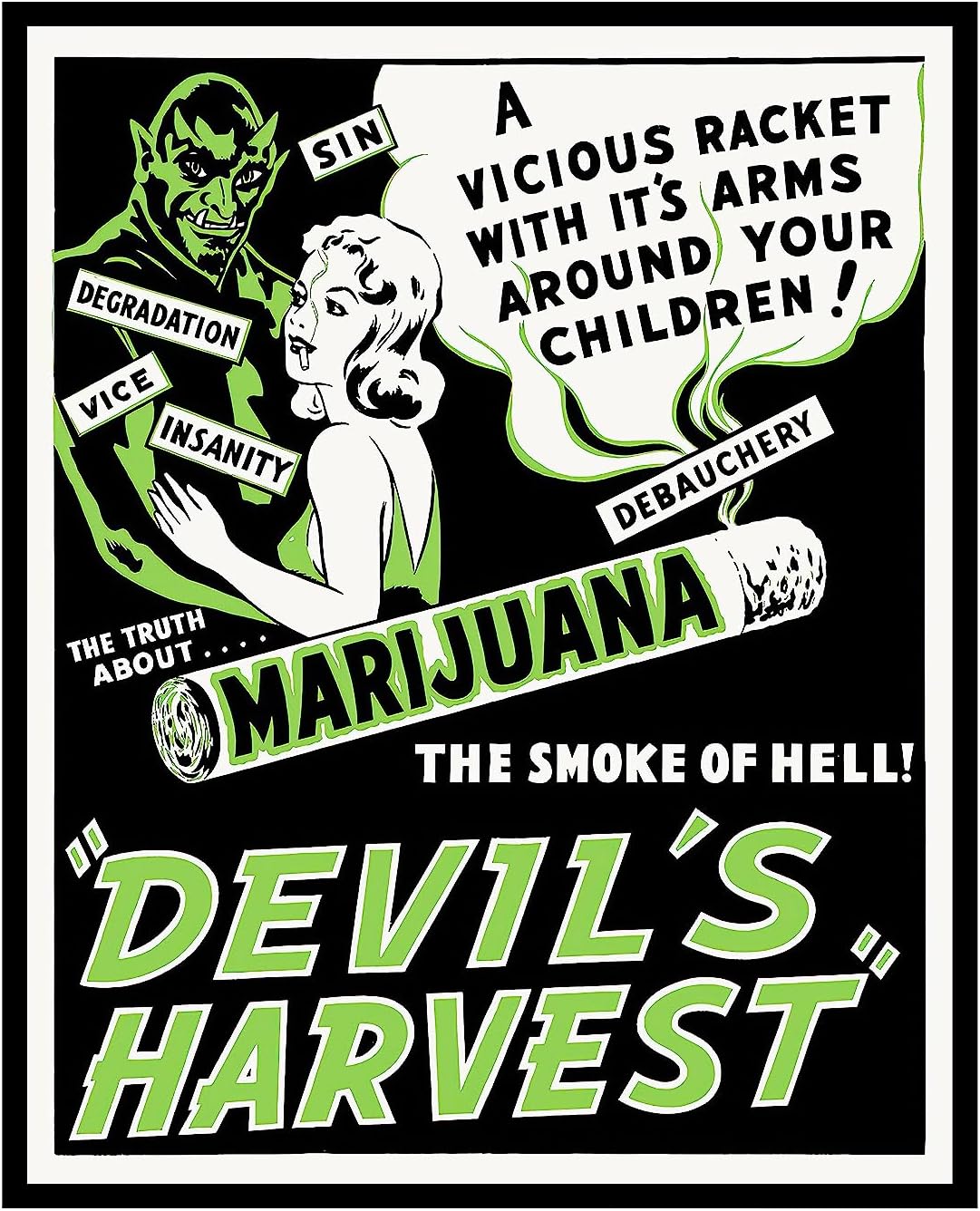 Amazon.com: Poster Master Vintage Marijuana Poster - Retro Devil's ...