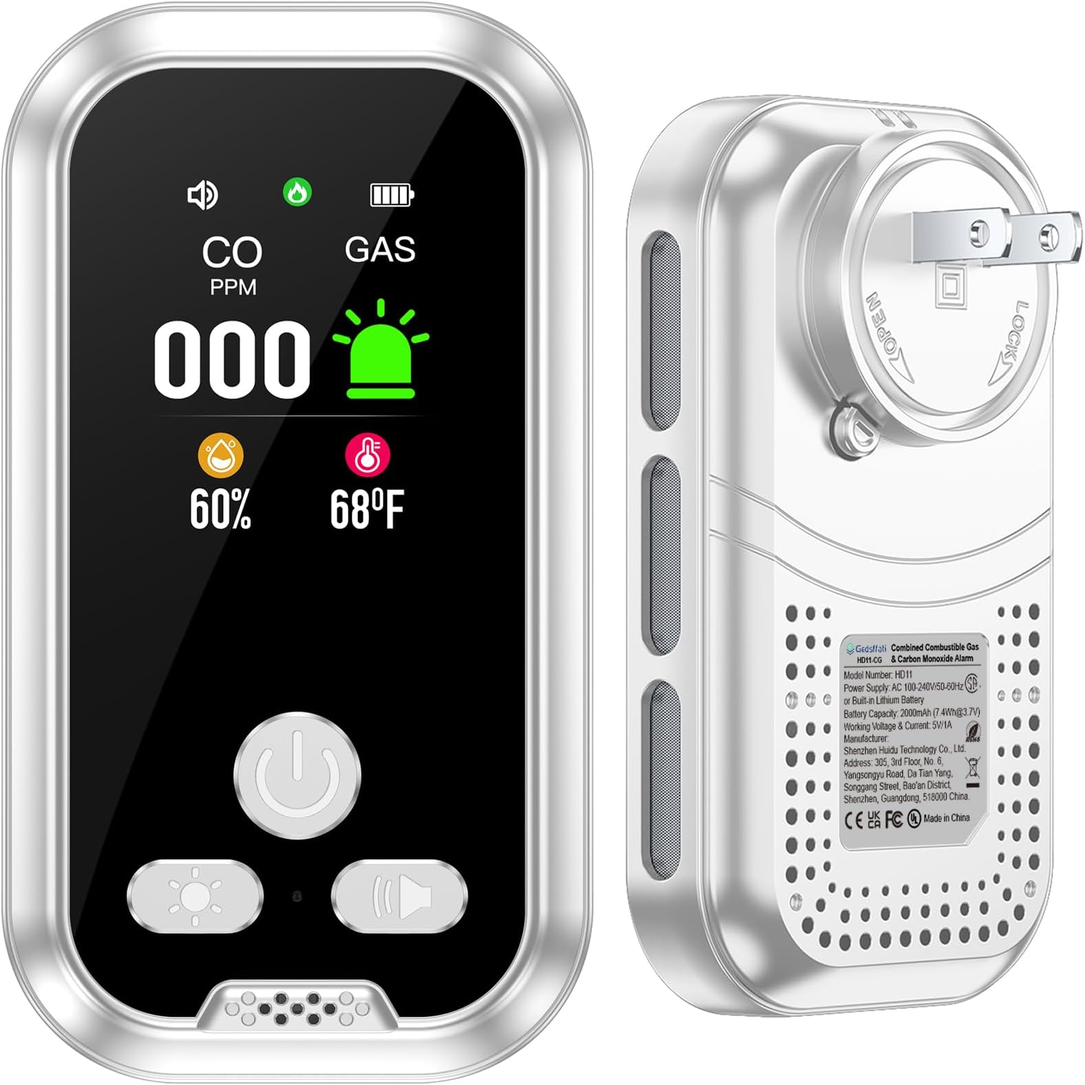 4-in-1 Natural Gas Leak Detector & Carbon Monoxide Detectors - Carbon Monoxide Detectors Plug in ...