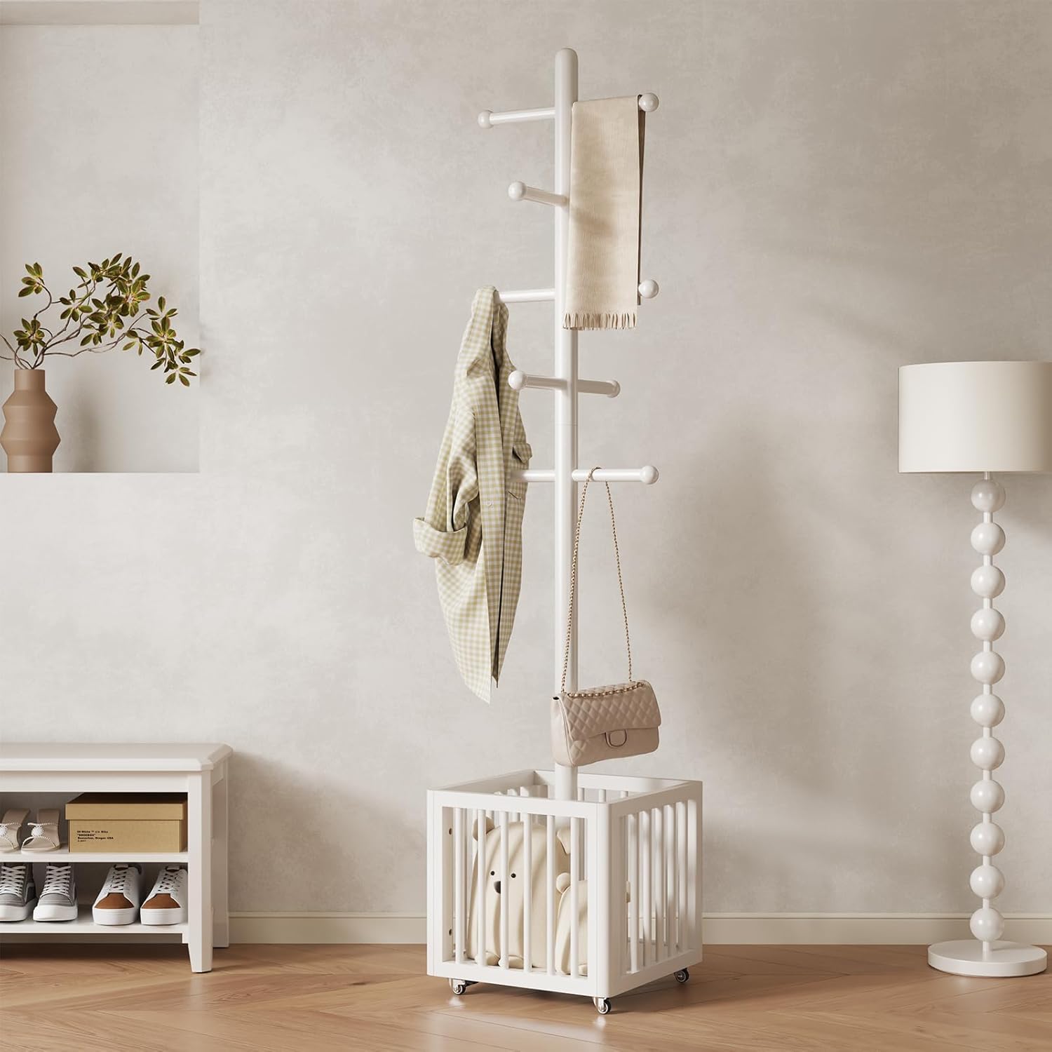 Amazon.com: YQJJGL Solid Wood Coat Rack,standing coat rack with 10 Hook ...