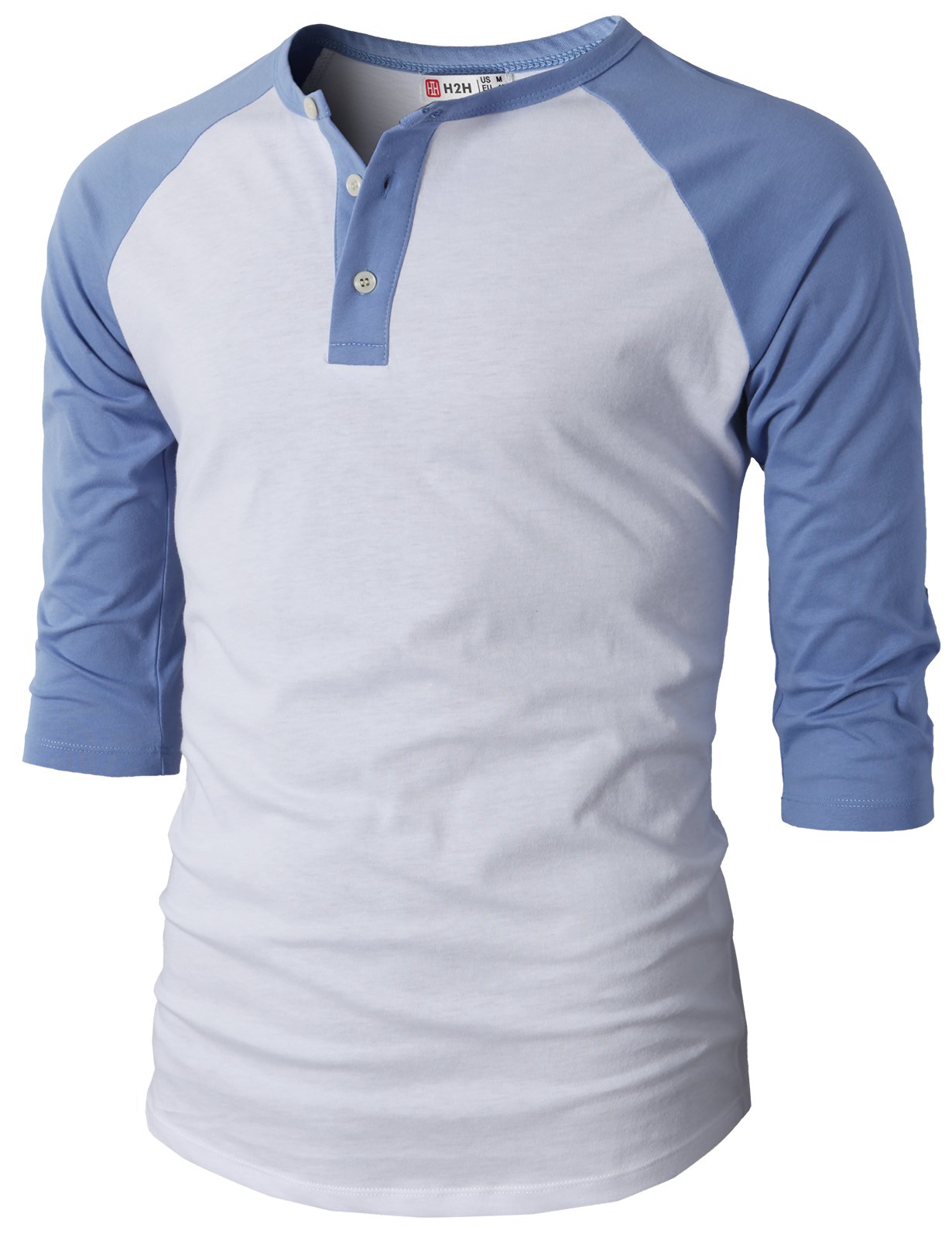 H2H Mens Casual Slim Fit T-Shirts Henley Shirts Raglan Long & 3/4 ...