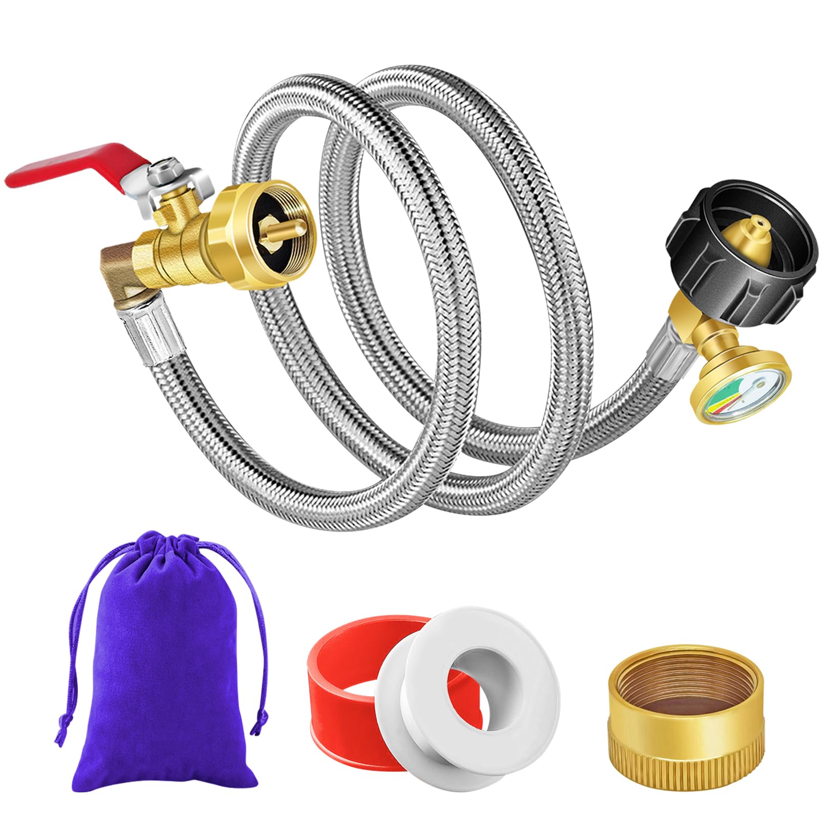 Amazon.com : Upgraded Propane Refill Adapter Hose Kit, 36" Propane ...