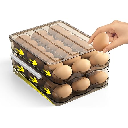 Amazon.com: Large Capacity Egg Holder for Refrigerator, Egg Fresh ...