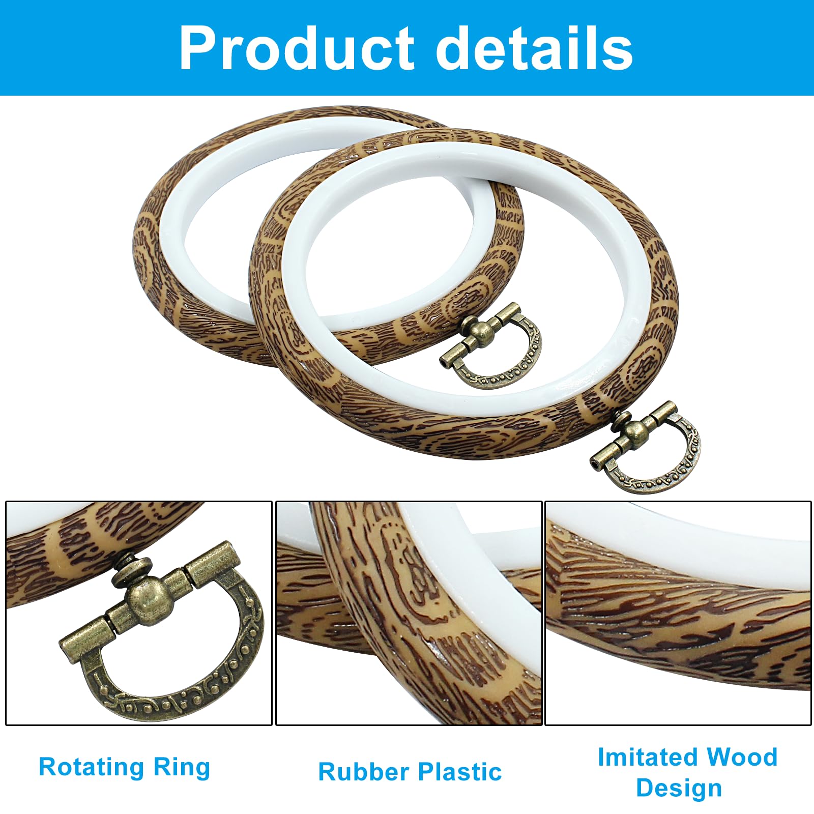 Snapklik.com : 4 Pcs 3.9 Inch Round Embroidery Hoops Imitated Wood ...