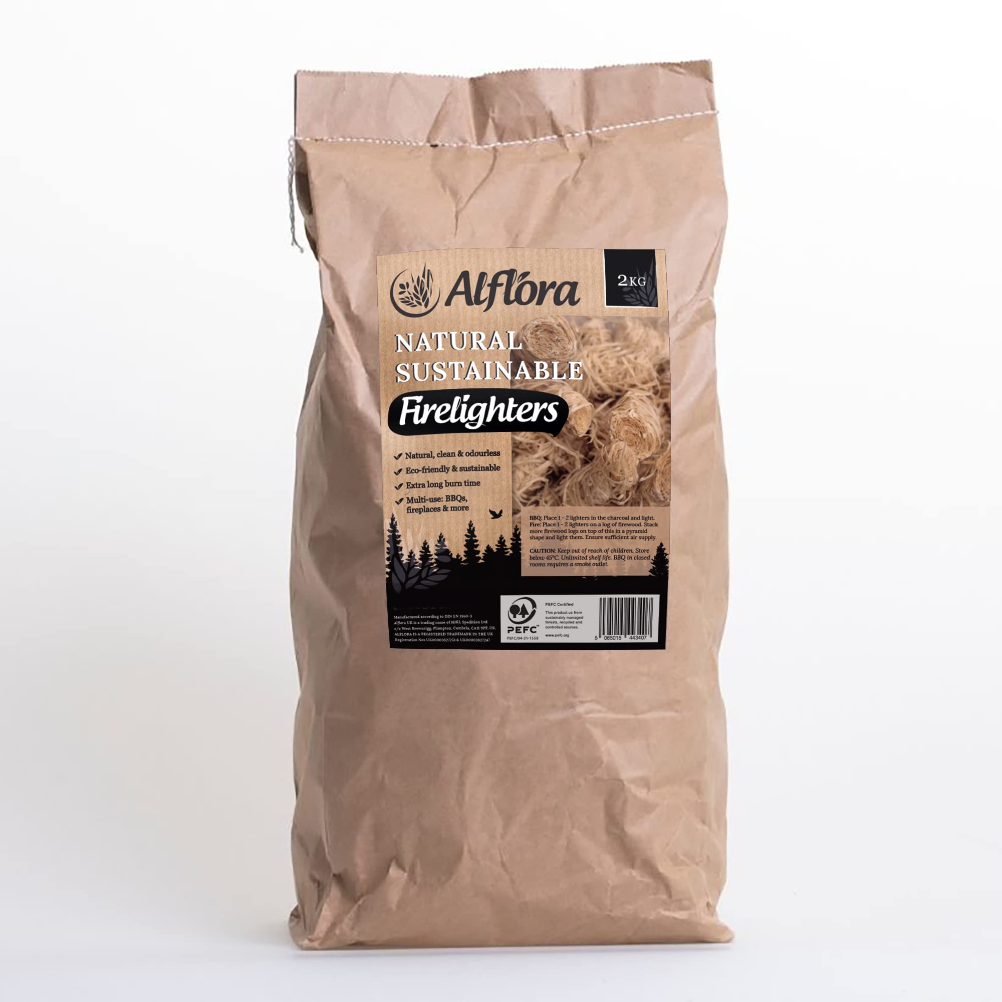 Alflora 2KG Premium Wood Wool Handmade Firelighters - 100% Natural, Eco ...