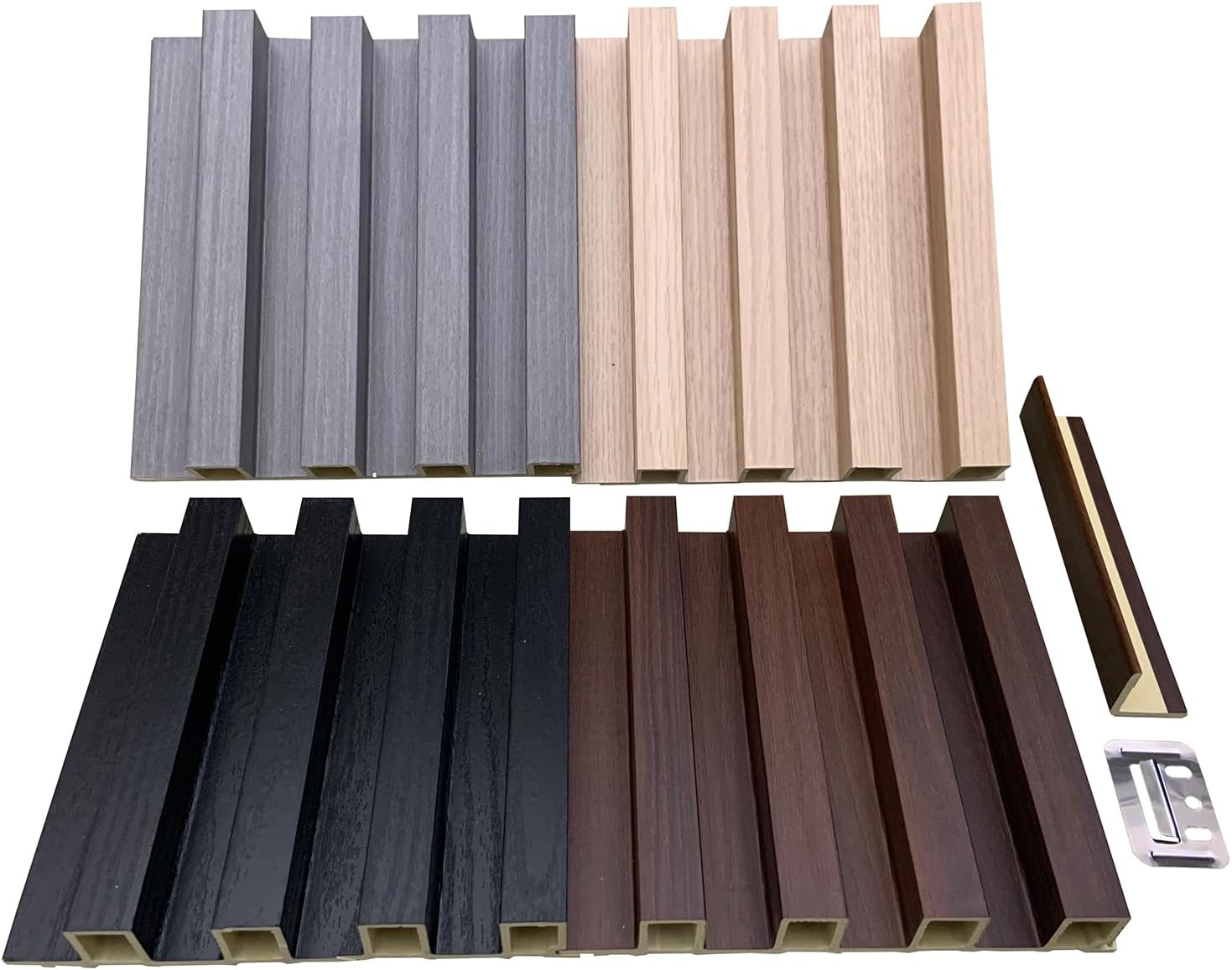 Amazon.com: YU LI 3DH WPC Slat Wall Panels 4-Pack 6.6X 6in & 1 Trim ...