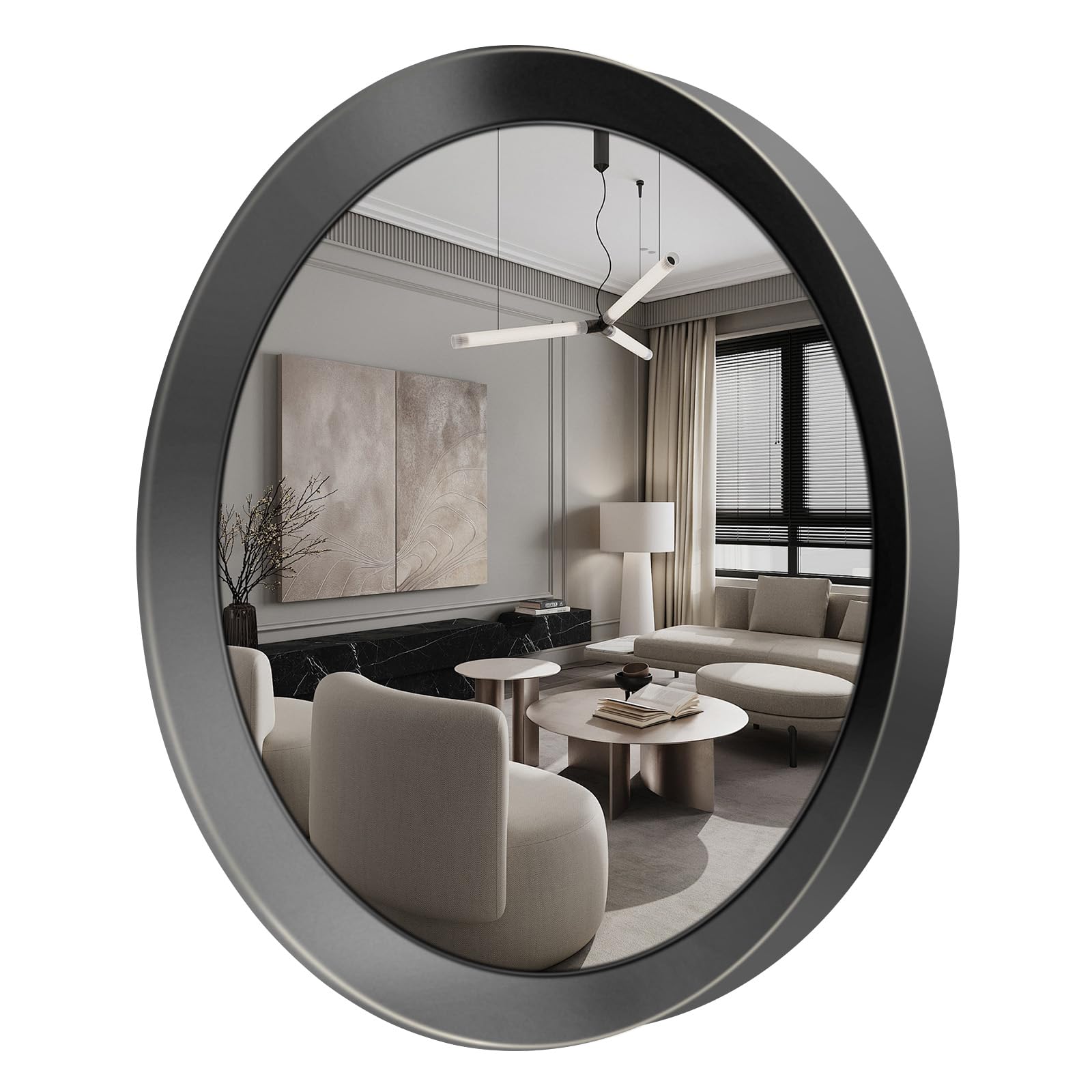 Amazon.com: Fitous Modern Round Wall Mirror 24"x24", Metal Framed Wall ...