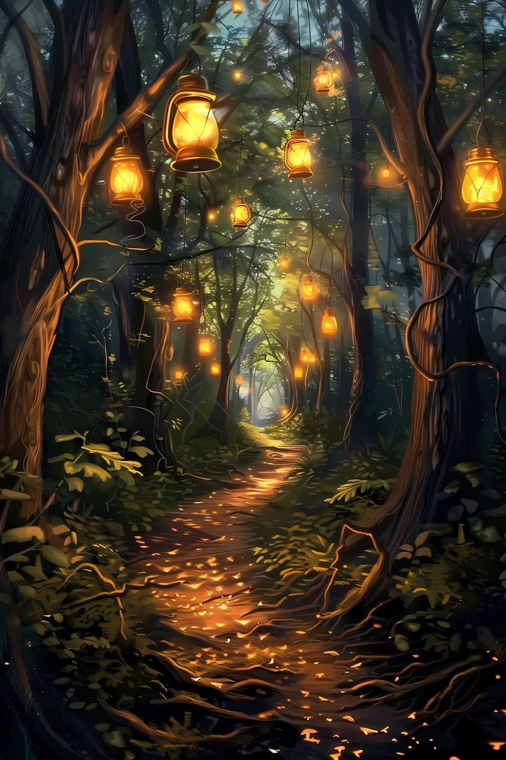 Amazon.com: SOIOEOR 5D The Romantic Firefly Forest Full Round Diamond ...