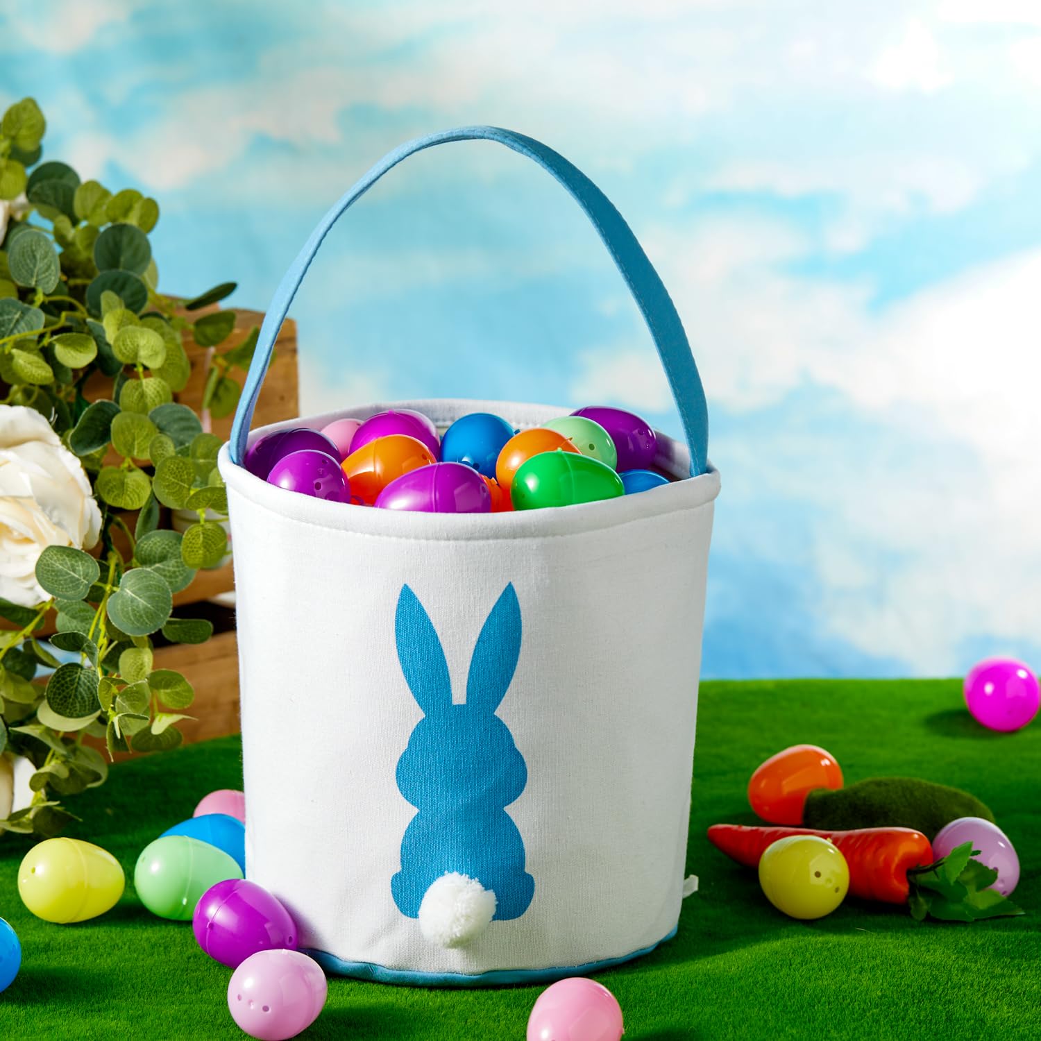 Snapklik.com : Easter Bunny Basket Easter Bucket Egg Hunt Basket For ...
