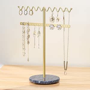 Amazon.com: Josmimic Jewelry Stand Necklace Holder, Gold Metal Jewelry ...