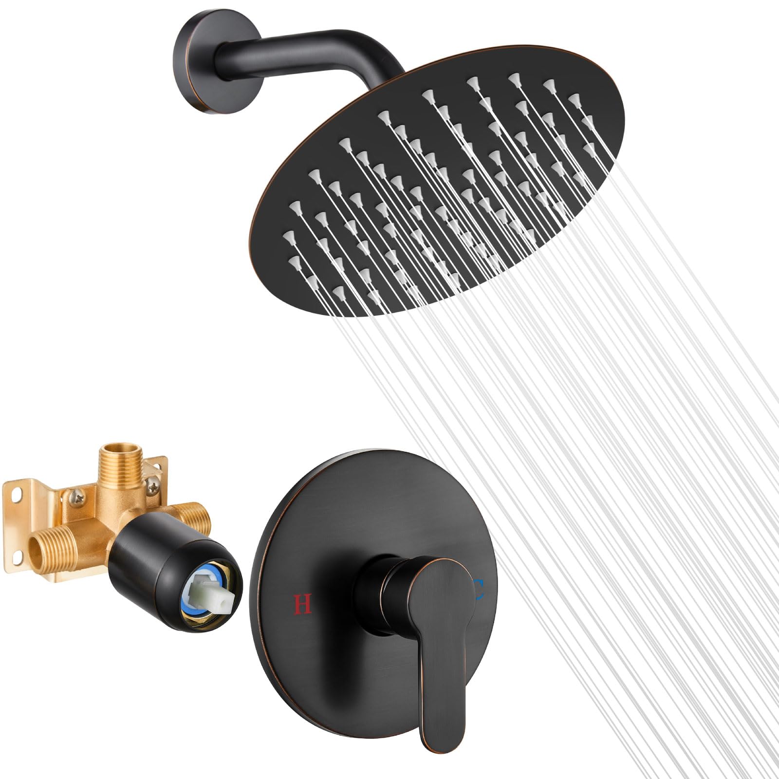 Airuida Single Function Shower Trim Kit Shower Faucet Set Wall Mount 8 ...