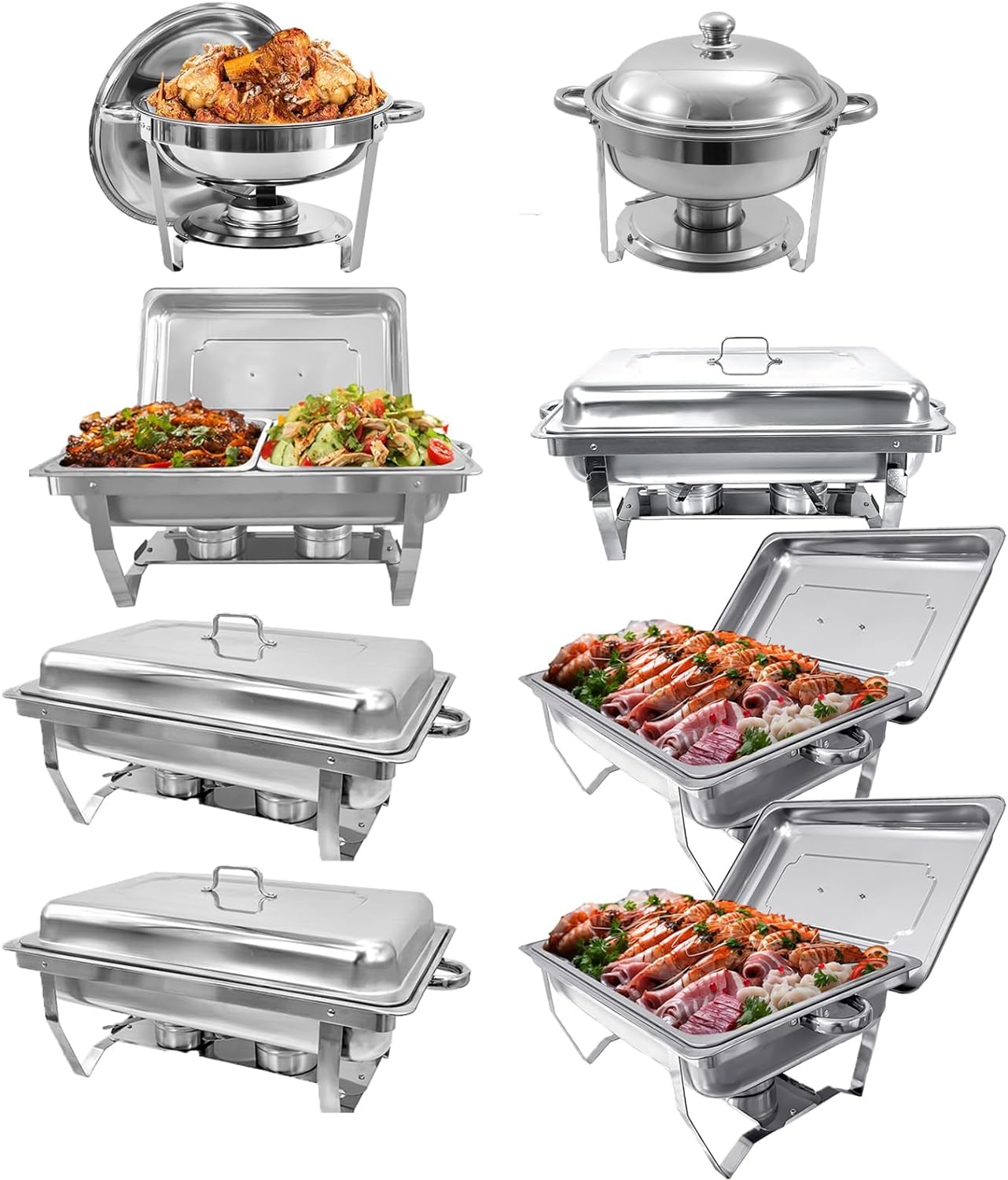 Amazon.com: EVGTTI Chafing Dish Buffet Set 8 Pack Stainless Steel ...