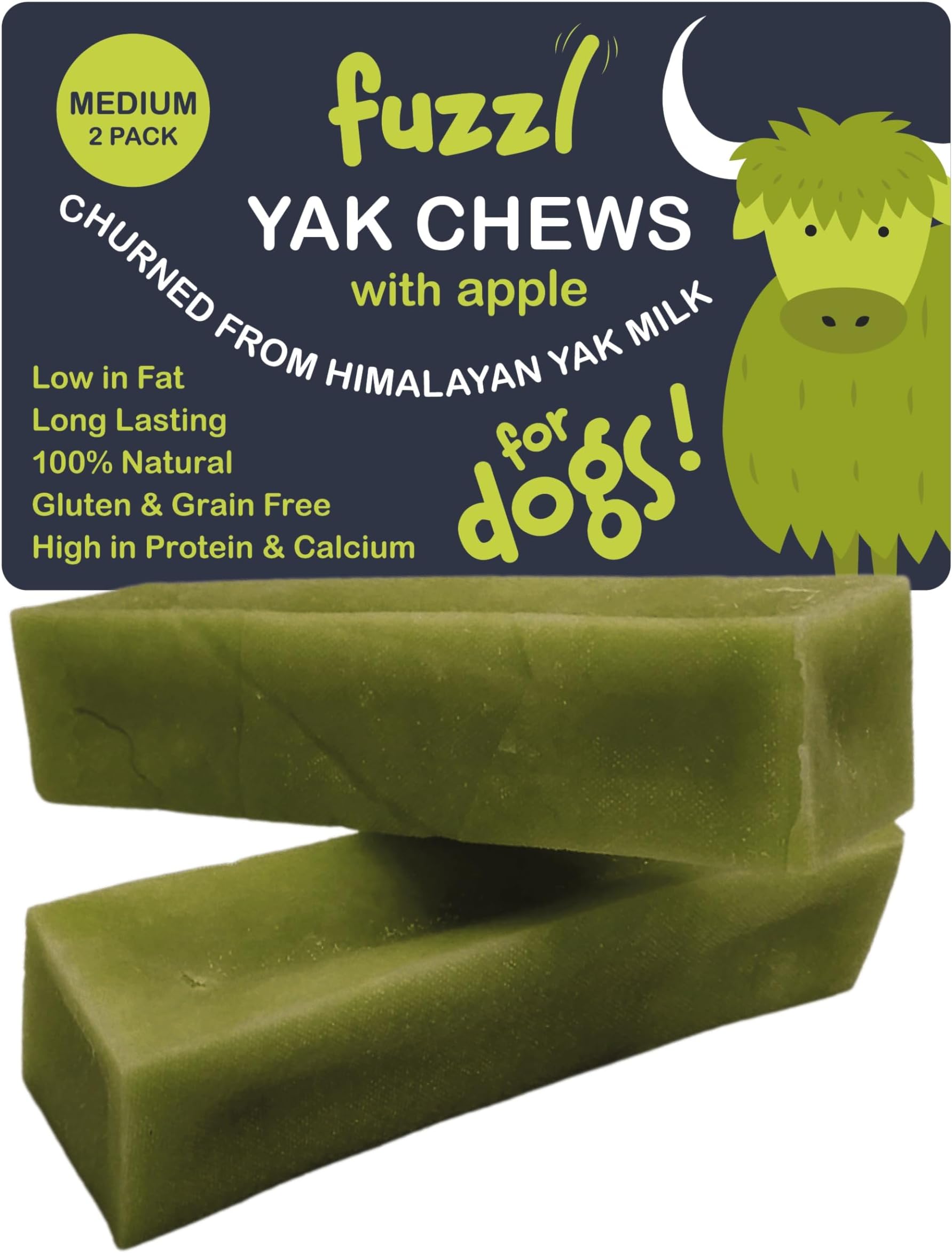 Fuzzl Yak Chews with Apple 140g Natural Dog Treats with Himalayan Yak ...
