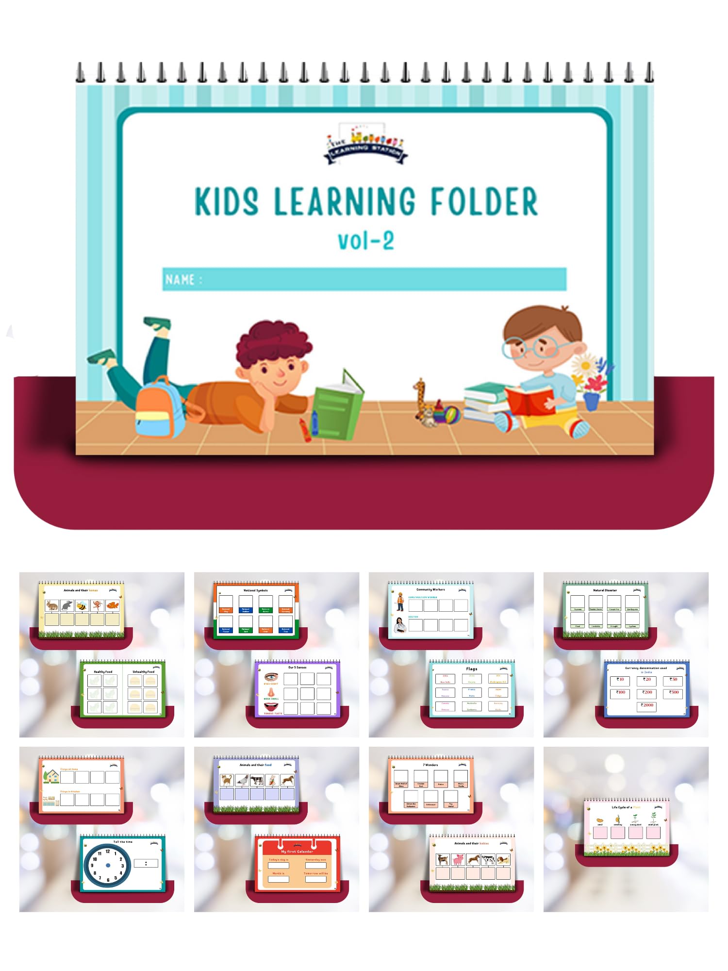 Buy The Learning Station Kids learning folder Vol - 2 | Velcro based 30 ...