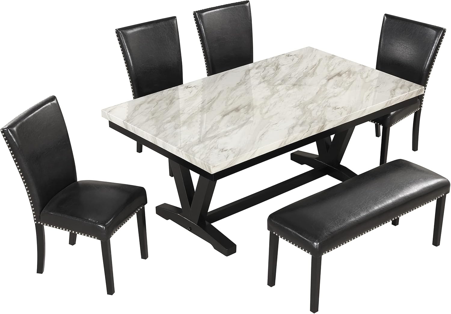 MOEO Juego de mesa de cocina y comedor de 6 piezas incluye 1 mesa de ...