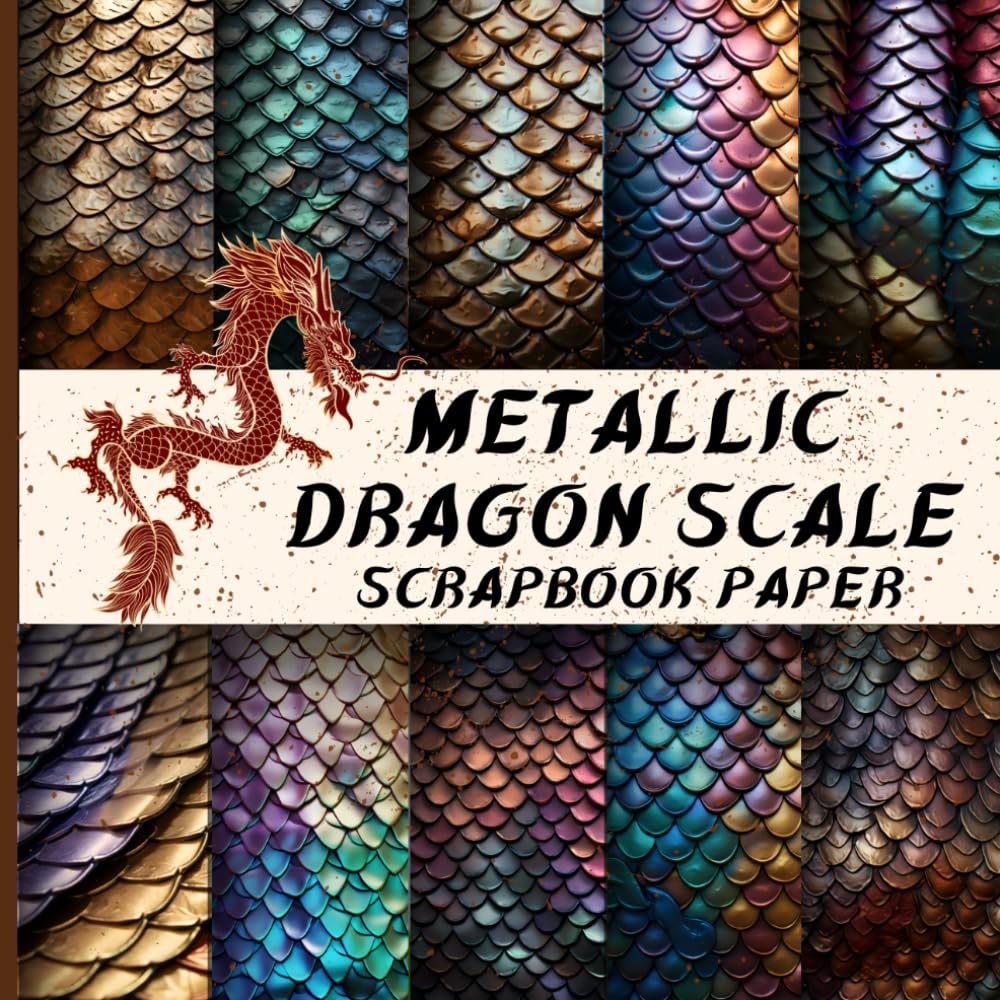 Amazon.com: METALLIC DRAGON SCALE SCRAPBOOK PAPER: 20 Double Sided ...