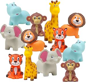 Amazon.com: Vinyl Zoo Animal Toys – 12 Pack of Assorted Squeezable ...
