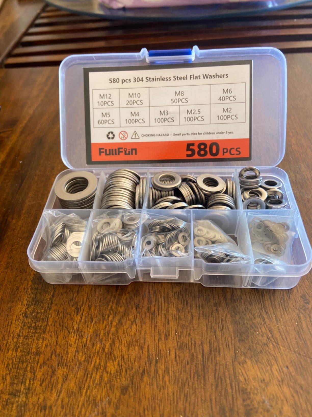 FullFun 580 Pcs Washers for Screws, 304 Stainless Steel Flat Washers ...