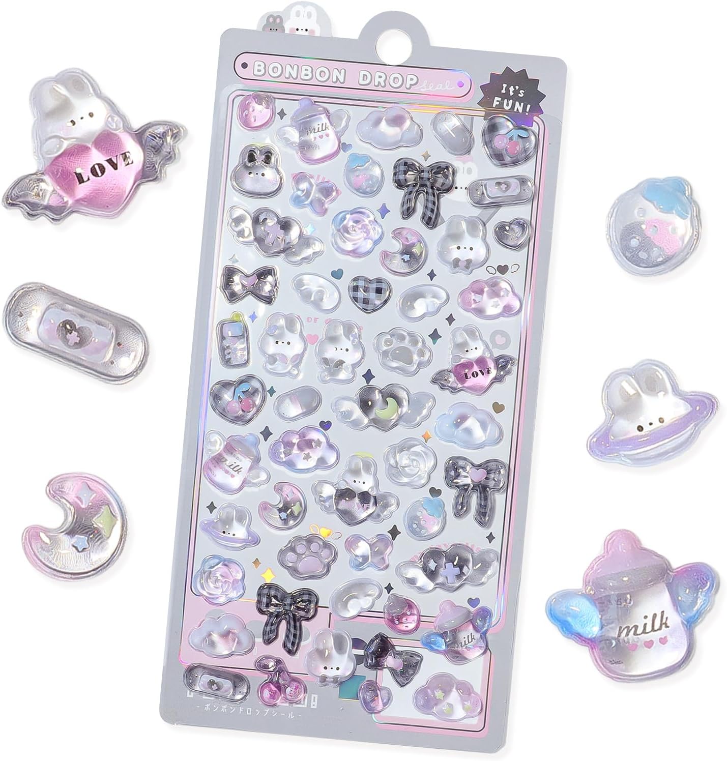 Amazon.com: 3D Cartoon Puffy Stickers Cute Black and White Bows Theme ...