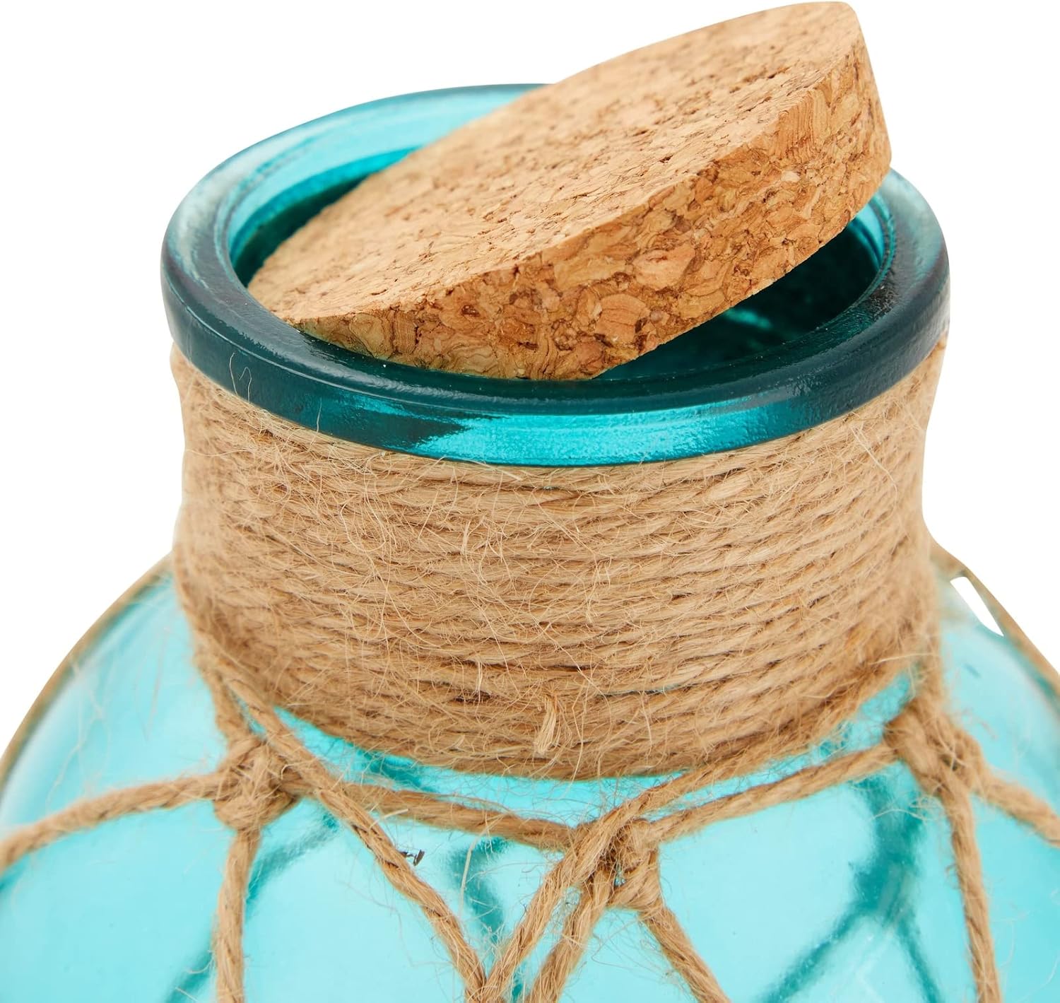 Paquete de 3 jarrones de cristal azul con tapa de corcho, cuerda y ...