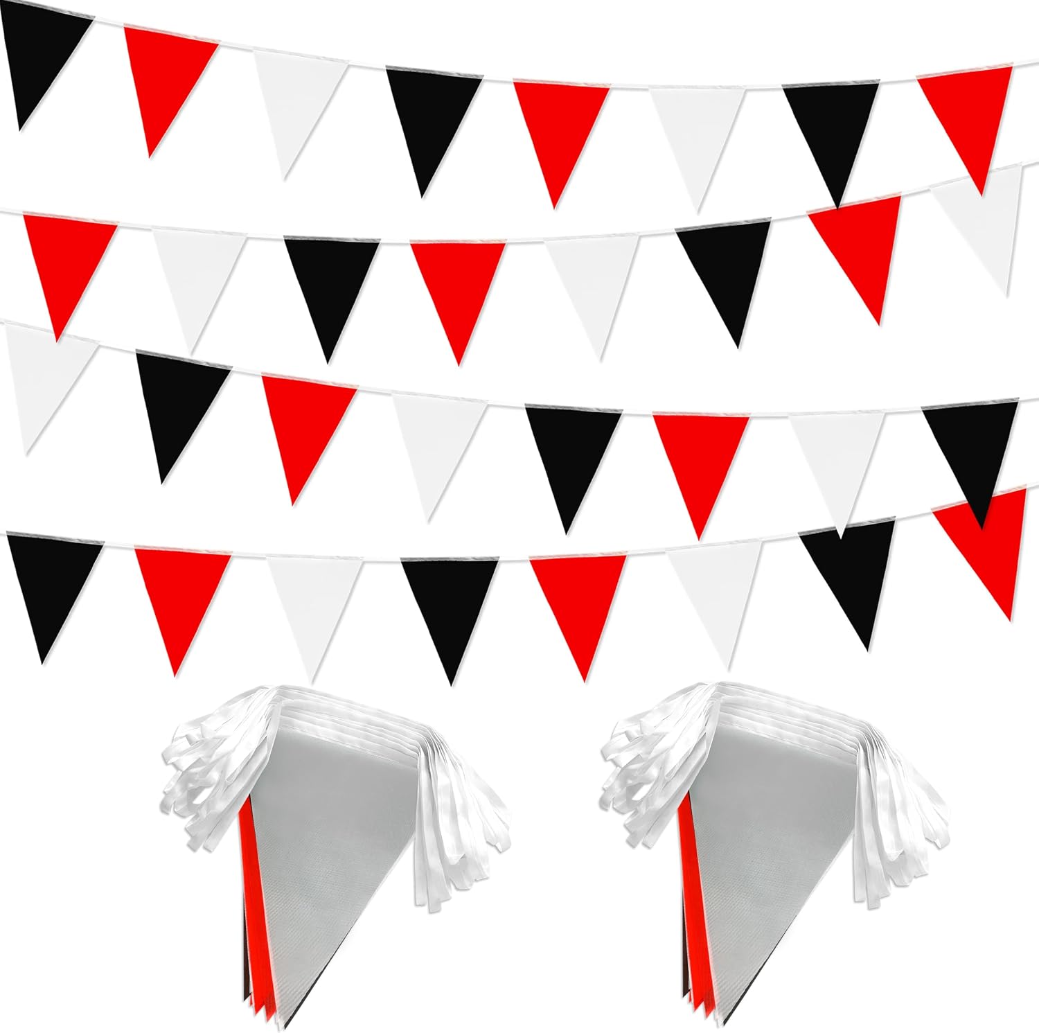 Amazon.com : Red Black White 100Ft Pennant Banner Triangle Flags ...