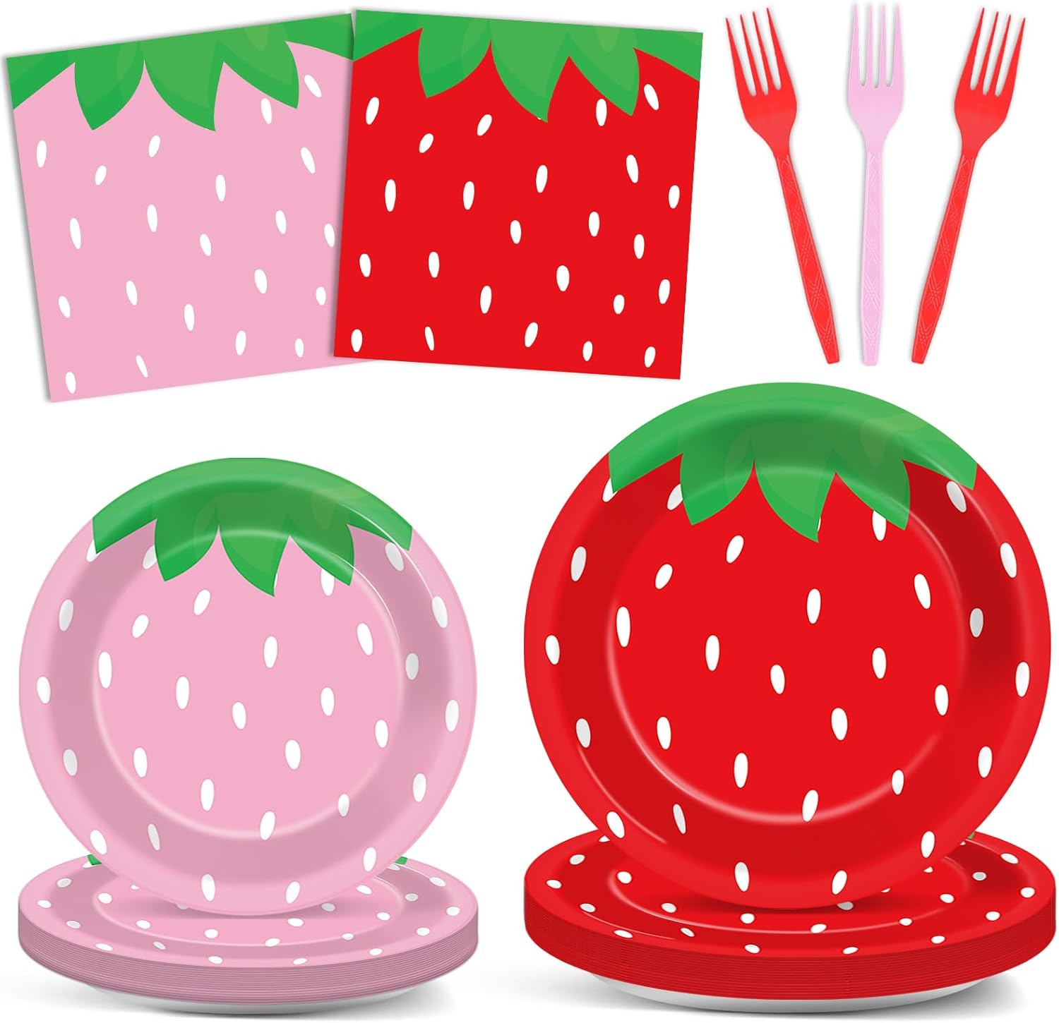 Amazon.com: Justforjoyful 96Pcs Strawberry Plates and Napkins ...