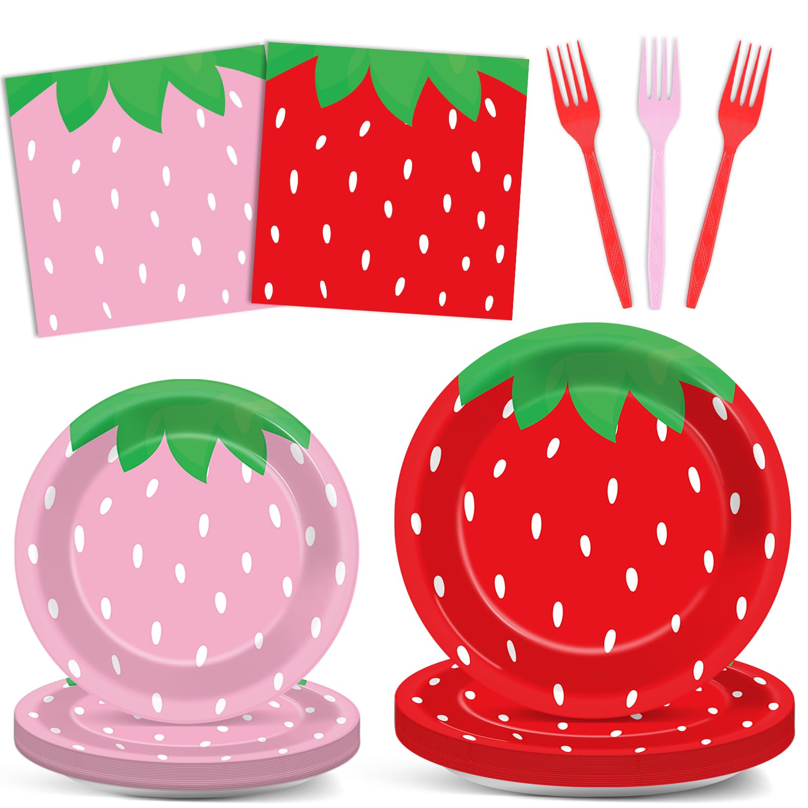Amazon.com: Justforjoyful 96Pcs Strawberry Plates and Napkins ...
