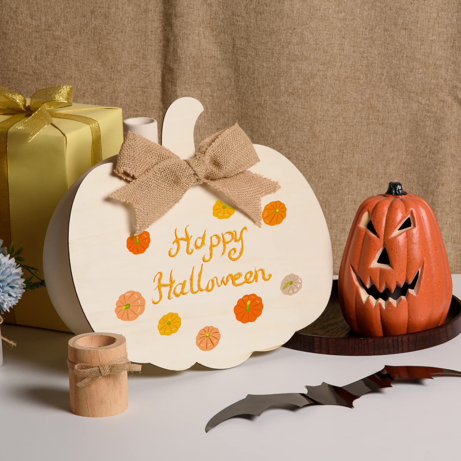 Snapklik.com : 24 Pieces Large Wood Pumpkin Cutouts Blank Pumpkin Shape ...