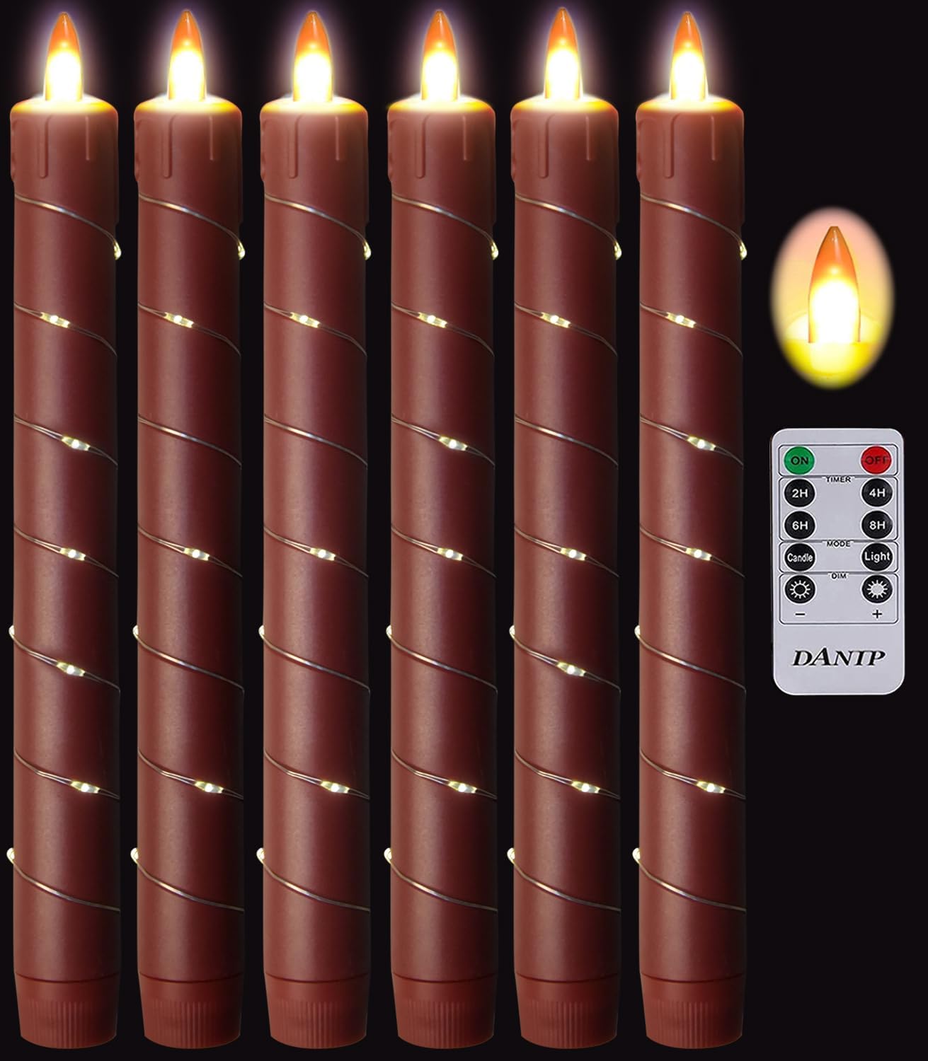 Amazon.com: Danip Christmas red flameless Candle with String Light ...