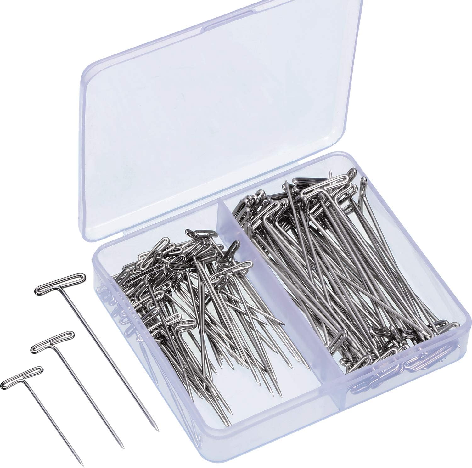 Amazon.com: Blulu 150 Pieces Steel T-pins for Blocking Knitting ...