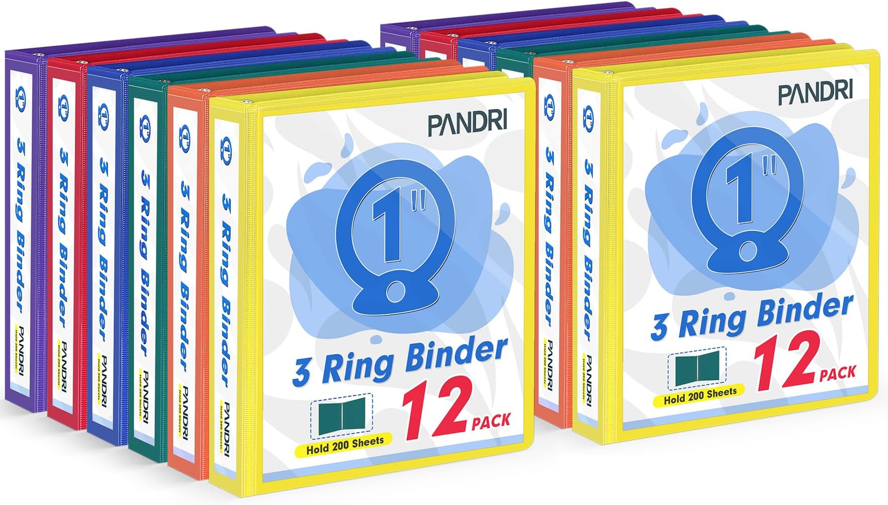 Amazon.com : Fulmoon 48 Pack 3 Ring Plastic Binders 1 Inch Bulk with 2 ...