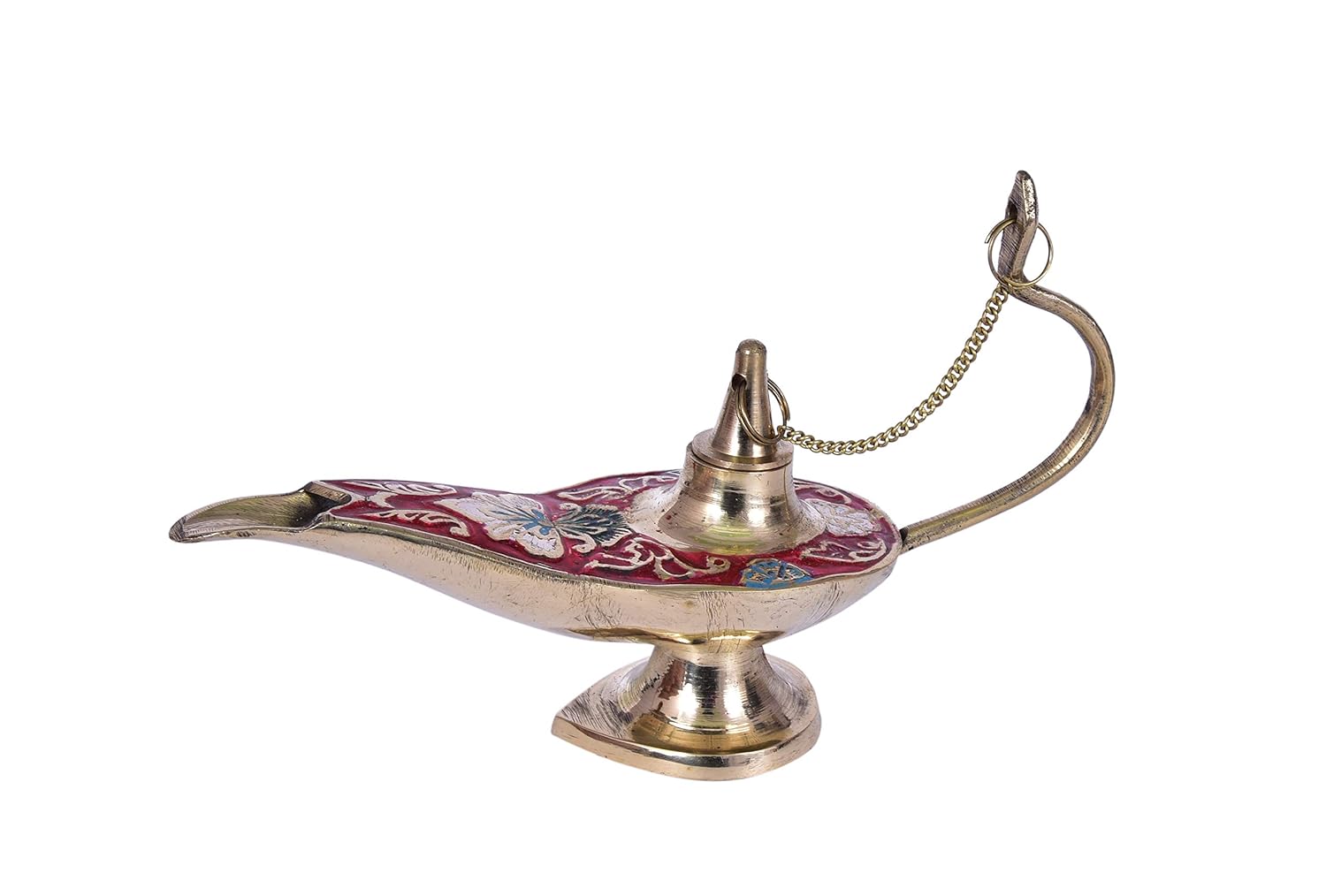 Buy diollo Brass Aladdin Chirag Genie Oil Lamp Burner Hand Painted ...