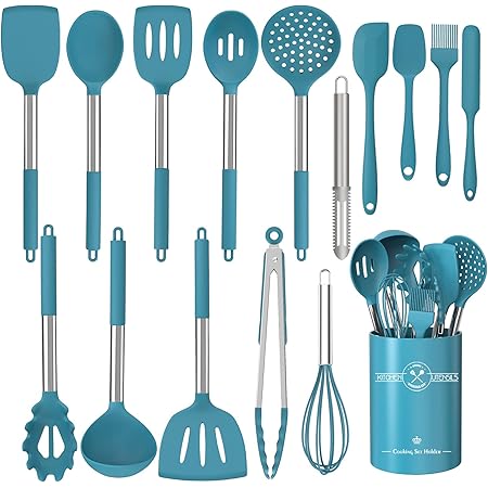 Amazon.com: LIANYU 15-Piece Kitchen Cooking Utensils Set with Holder ...