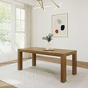 Amazon.com: Plank+Beam 72 Inch Modern Wood Dining Table, Solid Wood Rectangular Dining Table for ...