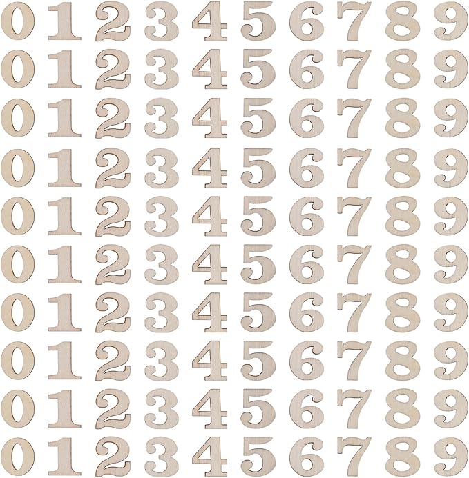 Amazon.com: 100PCS 0.6inch Natural Wooden Numbers Mixed Wooden 0-9 ...