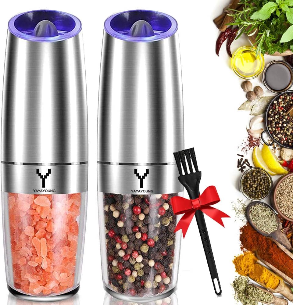 YAYAYOUNG Juego De 2 Molinillos Eléctricos Gravity Molinillo Automático ...