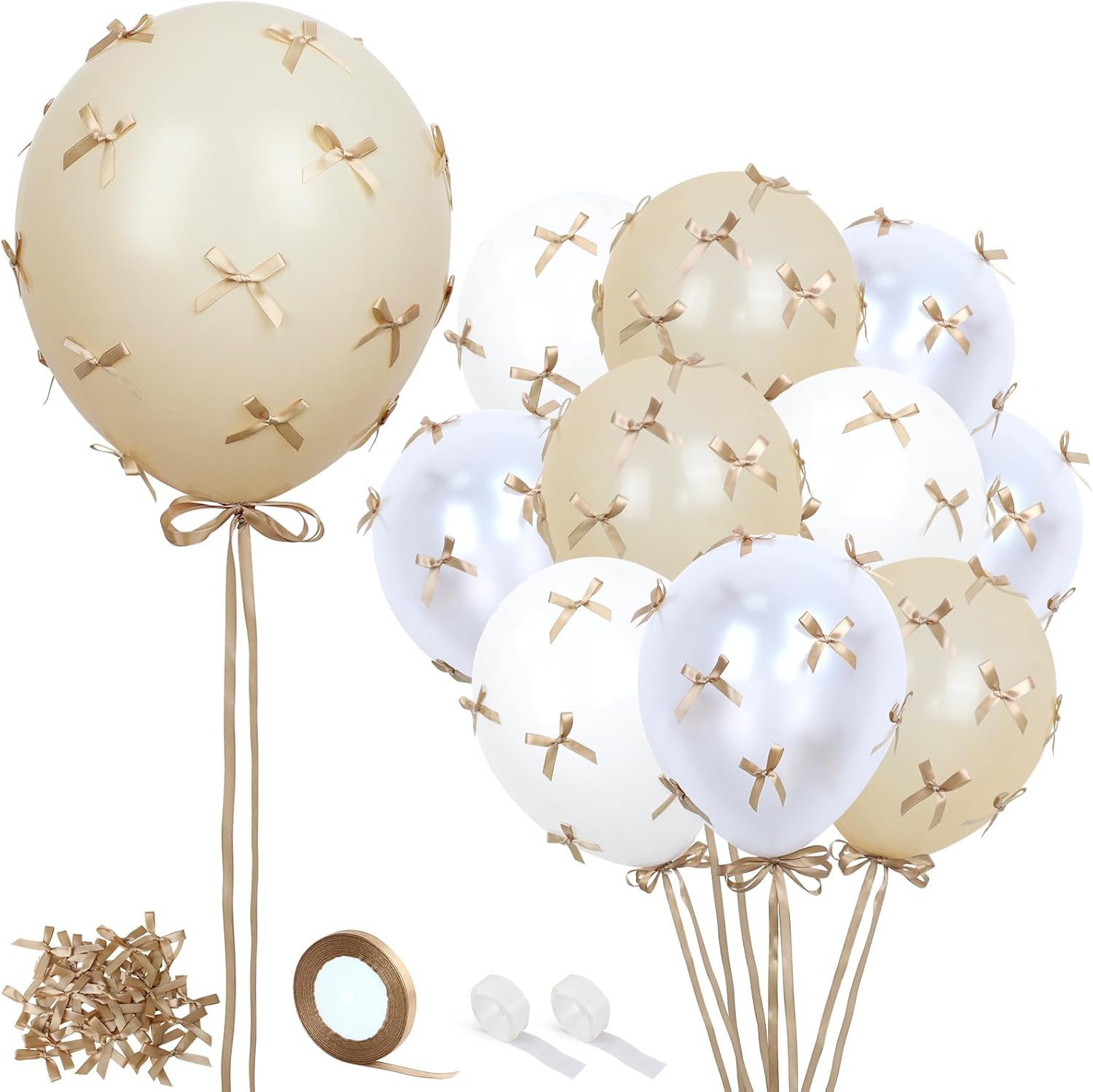 Amazon.com: Bow Balloons, 32Pcs 18" 12" Balloons & 100Pcs Mini Satin ...