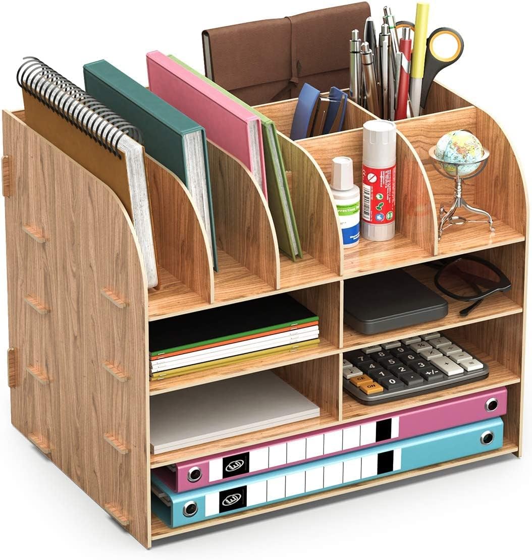 Wooden Desk Tidy Organizer,Large Capacity Document Organizer,Magazine ...