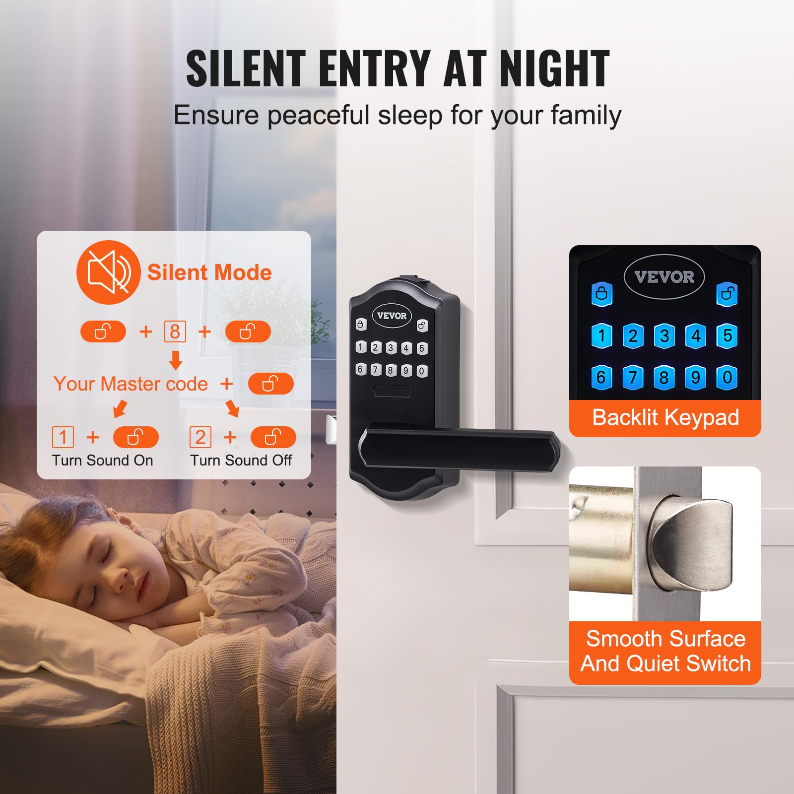 VEVOR Keyless Entry Door Lock, Password and Key Unlock Combination Door ...