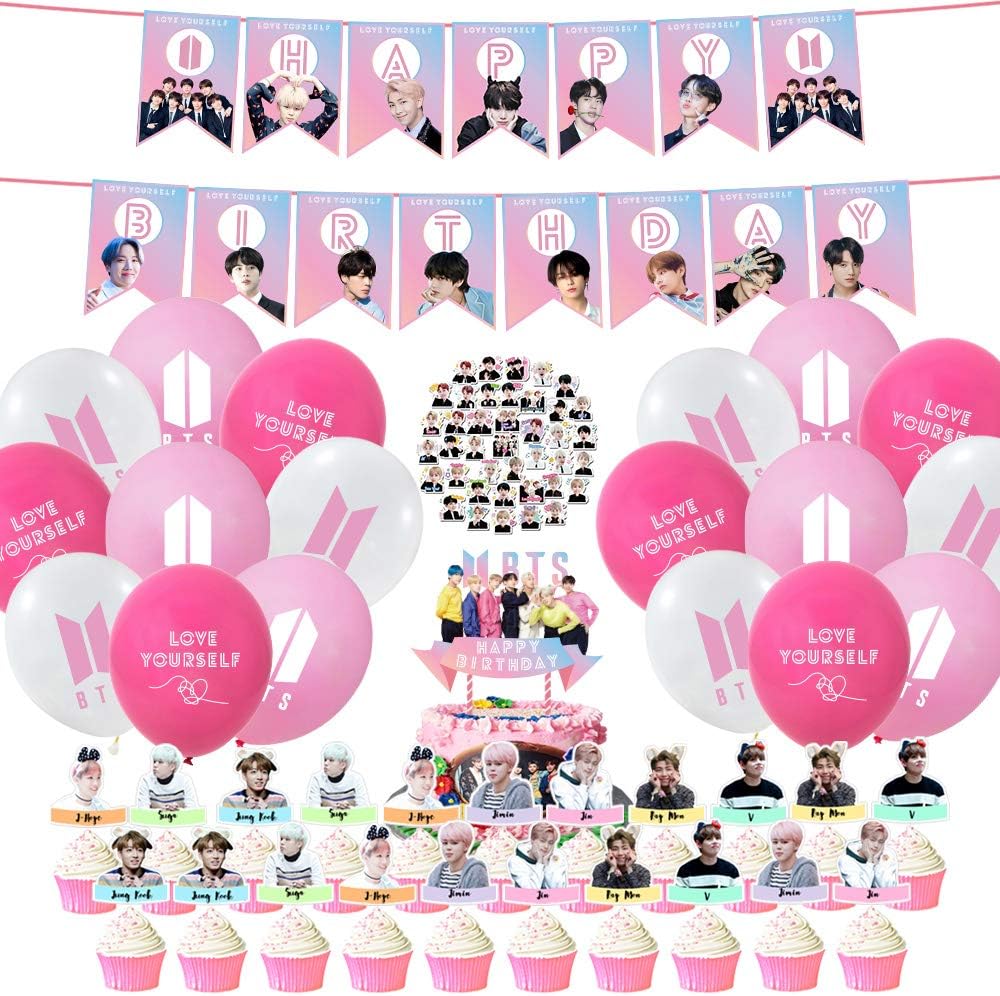 Amazon.com: BTS Birthday Party Supplies Include 22 cake topper cupcake ...