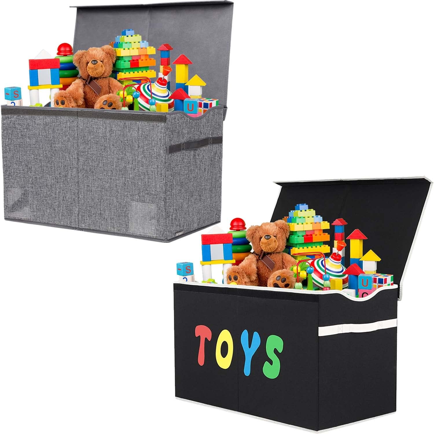Amazon.com: YOLOXO 2 Pack Toy Box Chest, Collapsible Sturdy Storage ...