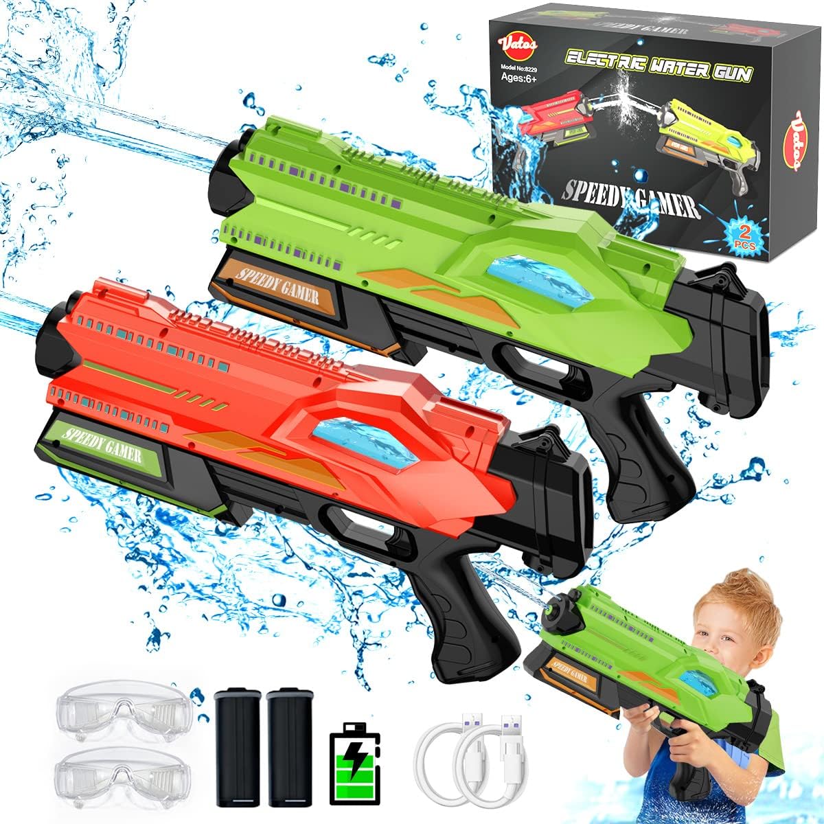 Amazon.com: 2 PCS Electric Water Guns for Kids Adults, VATOS Auto ...