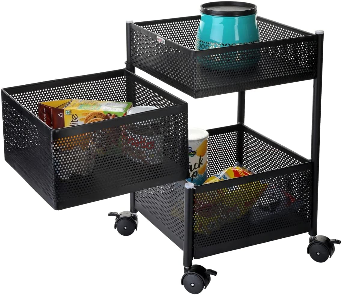 Kitchenwell Round Multi-Purpose Rotatable Trolley Storage Organizer ...