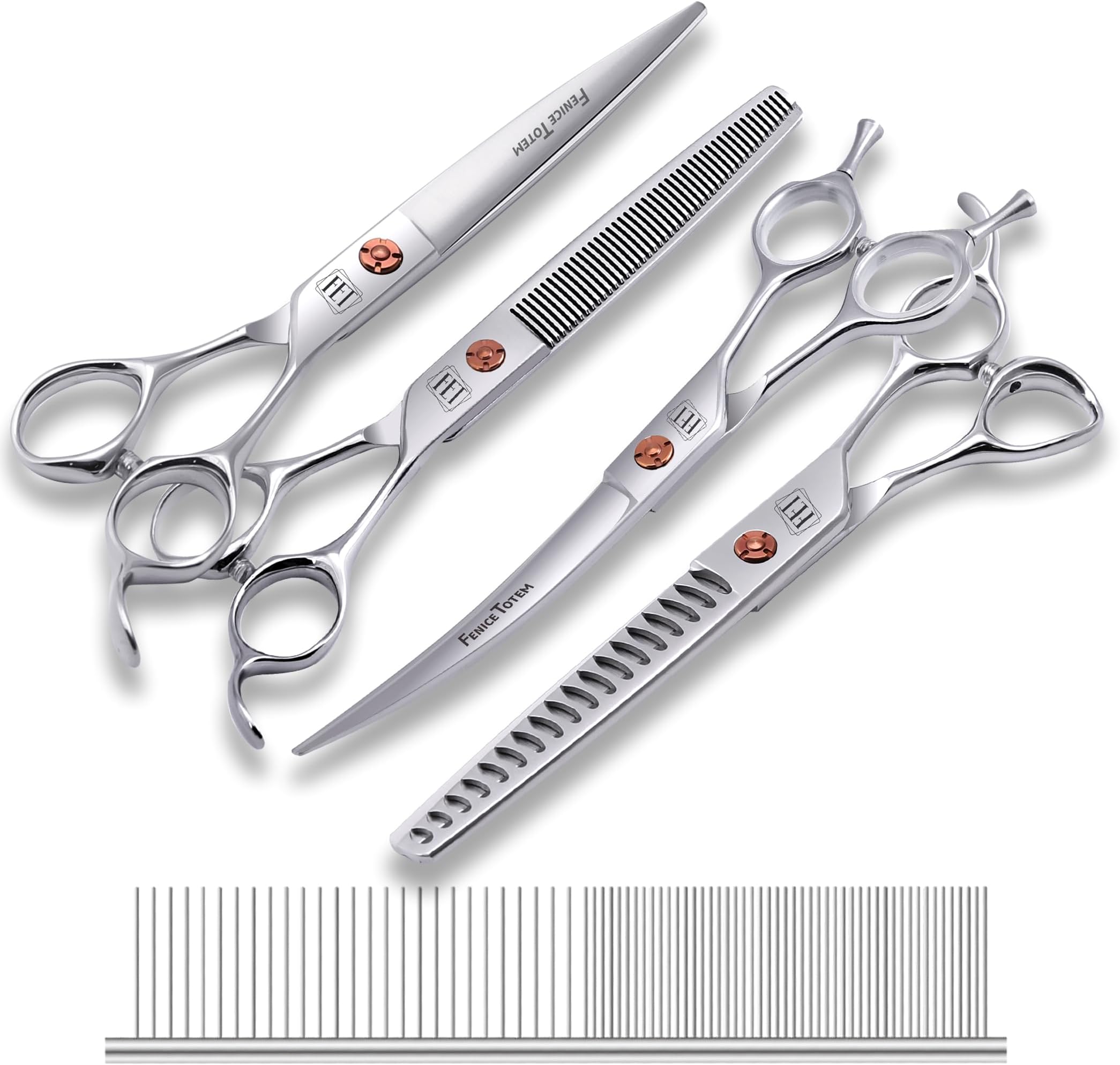 Amazon.com: Fenice Totem Dog Grooming Scissors: 5 in 1 Pet Shears Kit ...