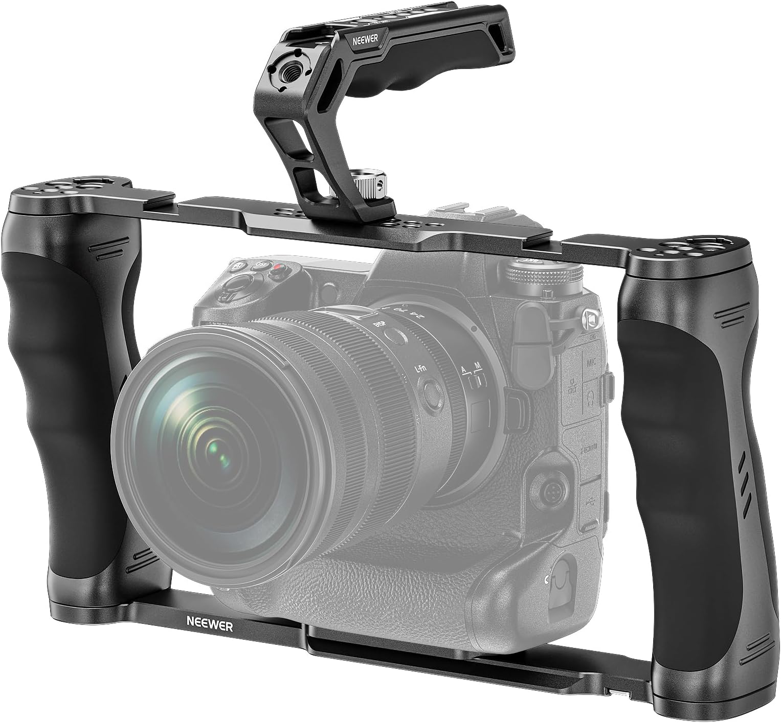 NEEWER Universal Camera Cage & Top Handle with 3/8" ARRI Locating Pins ...