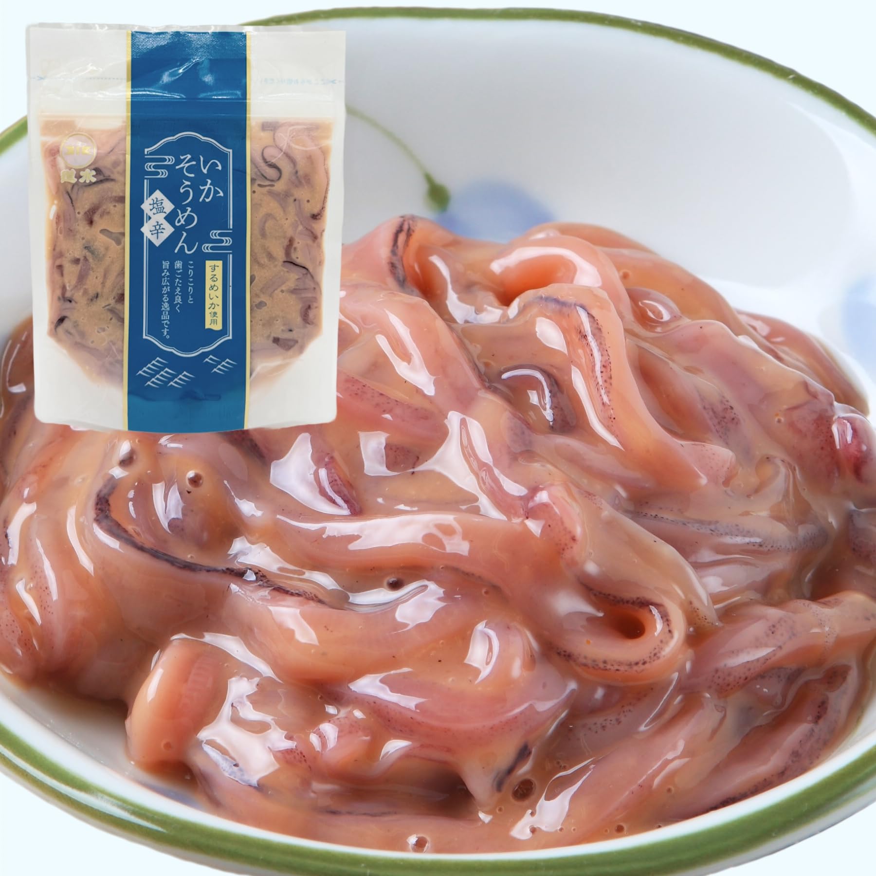 Amazon.co.jp: 函館珍味 道水 いかそうめん塩辛 550g 小分け110g×5P いかの耳100%使用 するめいか ご飯のお供 おつまみ 北海道 : 食品・飲料・お酒