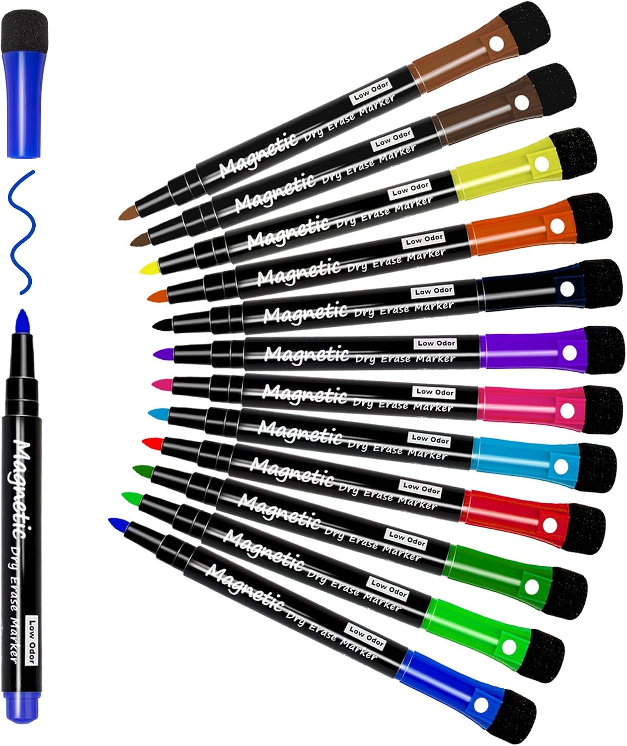 YUNAI Whiteboard Markers Erasable, Magnetic Whiteboard Pens with Eraser ...